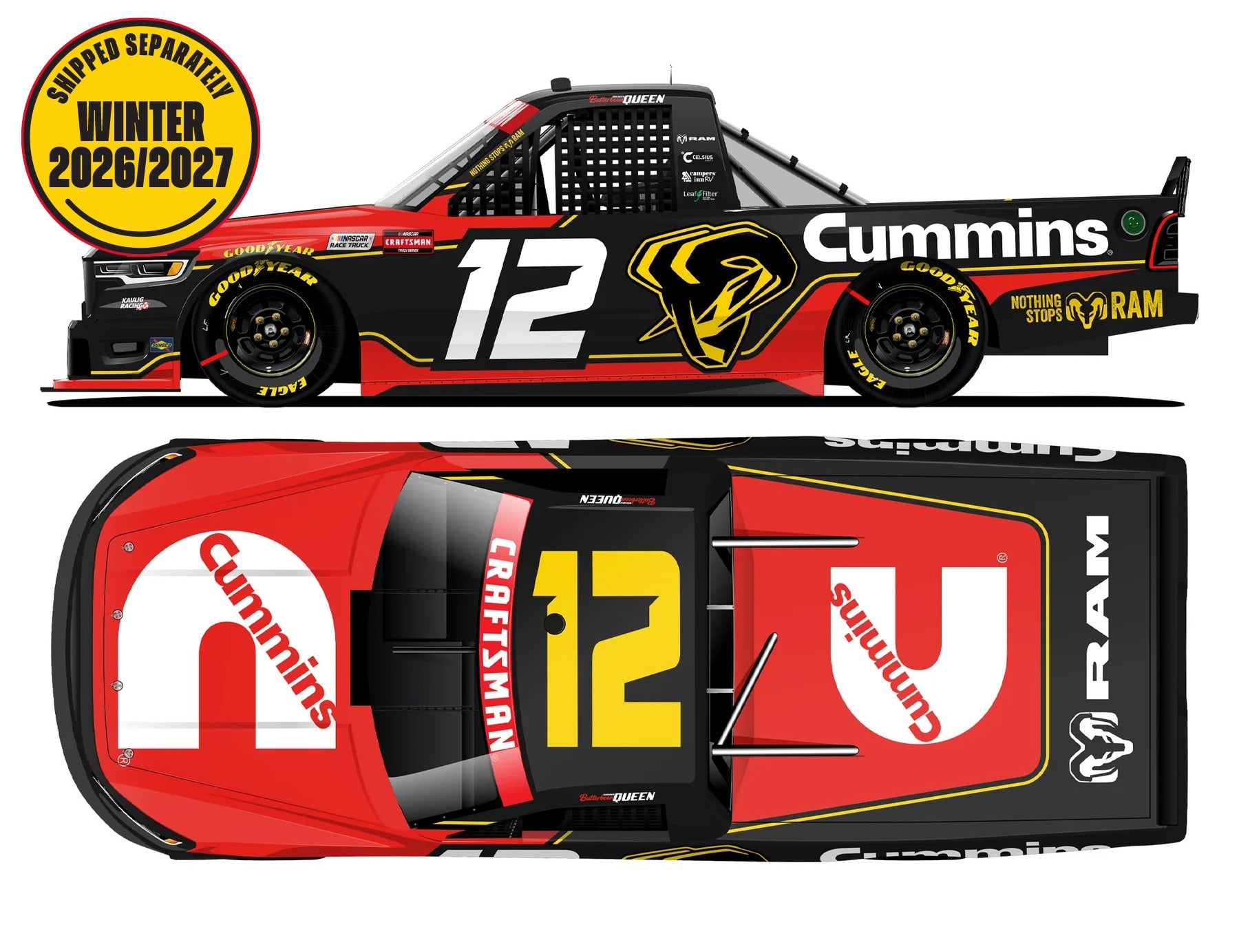 PRE-ORDER Butterbean Queen Lionel Racing 2026 #12 Cummins NASCAR Craft ...